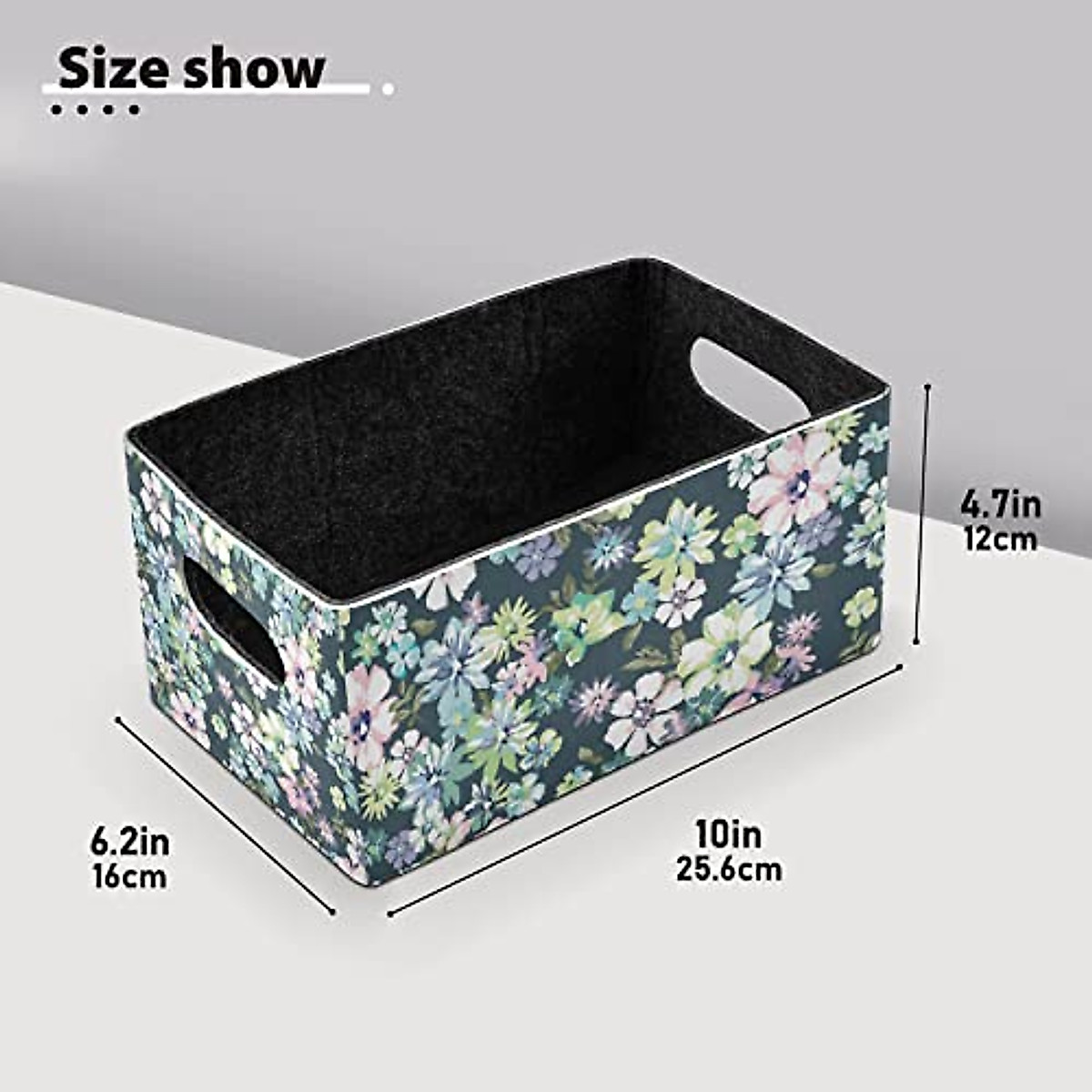 Kcldeci Navy Pink Floral Foldable Storage Bin Basket Set [2-Pack] Fabric Collapsible Organizer Storage Cube Box For Home Office Closet