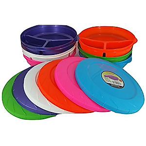 Set of 6 Microwave Food Storage Container, 3 Compartment Divided, Bright Colors BPA Free