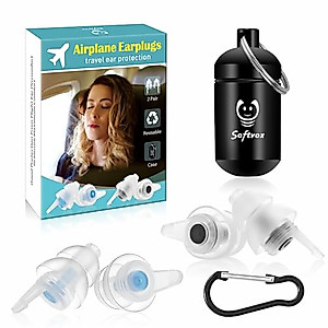Softvox Airplane Ear Plugs Pressure Relief Earplugs [2 Pairs], Airplane Travel Essentials 100x Reusable Super Soft Plane Ear Plugs Prevent Ear Pain & Reduce Noise for Adult/Kids with Small Ear Canals