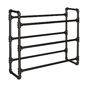 Real Home Innovations Modern Industrial Style 3 Tier Shoe Rack, 26.2” W x 8.2” D x 24”H, Satin Pewter