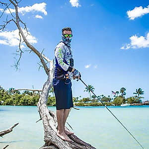 KastKing Sol Armis Neck Gaiter - UPF 50 Face Mask - UV Sun Protection Mask for Men & Women, Fishing, Hiking, Kayaking , Prym1 Camo, RocketPop,19x9.5 Inches,Silver Mist