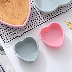REKIDOOL Silicone Muffin Pans Cupcake Set,4 Inches Hearts Shaped Silicone Baking Pans Molds Nonstick Cupcake Liners Silicone Baking Cups (Pack of 4, Pink)