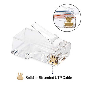 Cable Matters 100 Pack Cat 6 / Cat6 RJ45 Modular Plugs for Solid or Stranded UTP Cable / RJ45 Plugs