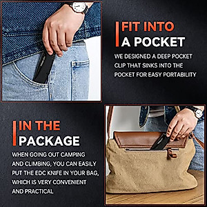 youglatt Folding Pocket Knife, D2 Steel Quality Blade G10 Handle Folding Knife, Sharp and Durable, Easy to Carry, Suitable for Collection, Outdoor Camping