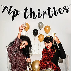 Black Glitter Rip Thirties Banner, Cheers to 40 Years/Death To My Youth, Funny Old English 40th Birthday Party Decorations