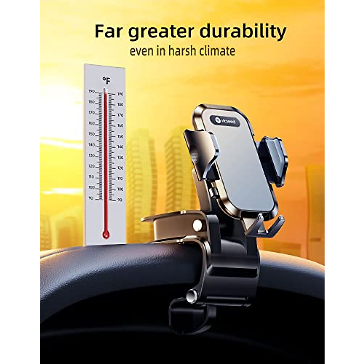 VICSEED Phone Mount for Car [Lifesaver to Keep Eyes on Road] Car Phone Mount in Front of Steering Wheel, Never Get Distracted Car Phone Holder Mount, Grip on Dashboard Car Mount for iPhone & Android