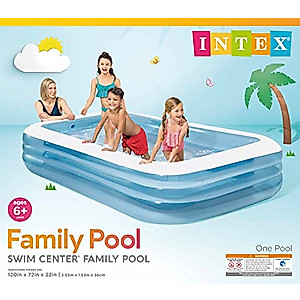 Intex Swim Center Family Inflatable Pool, 120" X 72" X 22", for Ages 6+