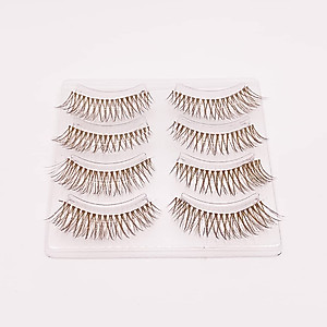 ORD Natural Brown False Lashes 3D Light Medium Brown Color Eyelashes Reusable Lightweight Comfortable Short Wispies Eye Makeup 4 Pairs Lash Value Pack (Brown), 4 Pair (Pack of 1)