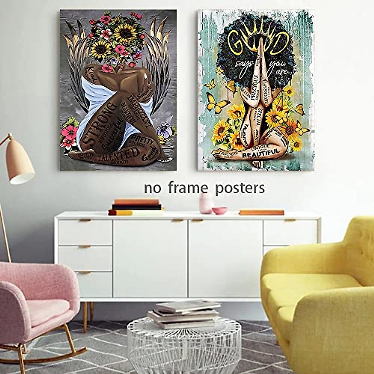 African American King And Queen Wall Art Decor Afro Women Portrait Abstract Canvas Paintings Pictures Prints Bathroom Artwork Posters For men Wall Bedroom Decor For Couples Living Room (No Frame Black Woman, 16x24in(40x60cm))