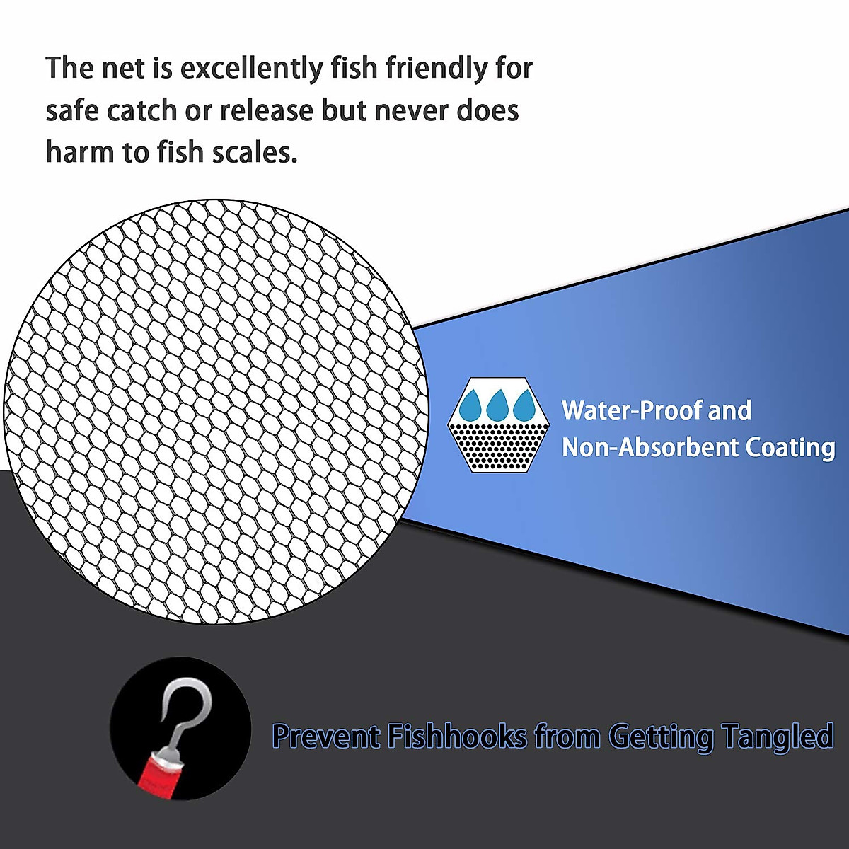 Collapsible Telescopic Pole Fishing Net - Folding Extend Rubber Coated Freshwater Saltwater Landing Net for Trout Bass Steelhead Salmon Kayak (SD-139S(1.1M))