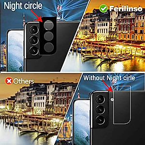 Ferilinso [4 Pack] 2 Pack Screen Protector for Samsung Galaxy S21 5G, [NOT Fit S21+Plus], with 2 Pack Camera Lens Protector [100% Support Ultrasonic Fingerprint Unlock-Super Fast] [Case Friendly]