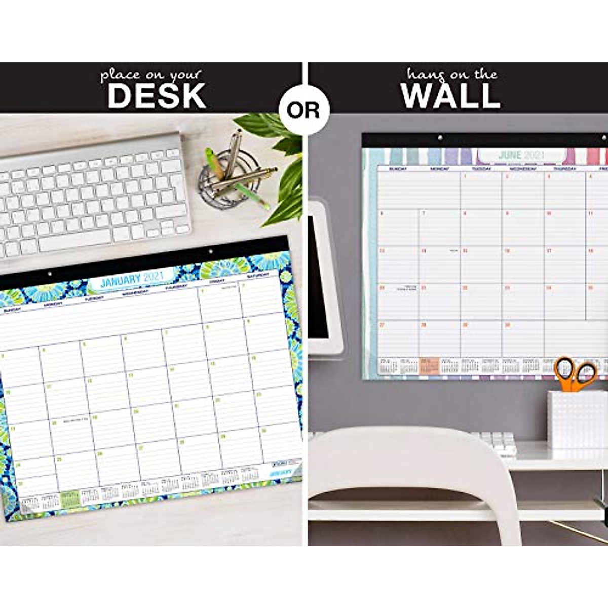Desk Calendar 2020-2021: Large Monthly Pages - 22"x17" - Runs from June 2020 Through December 2021 - Desk/Wall Calendar can be Used Throughout 2021.