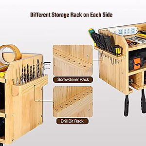 Stonehomy Power Tool Organizer Wood, Cordless Tool Organizer Drill Storage Rack Wall Mount, Drill Charging Station Power Tool Holder for Garage, Workshop, Home