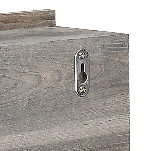 MyGift Wall-Mounted Gray Wood 24-Inch Hanging Shelf with 4 Peg Hooks