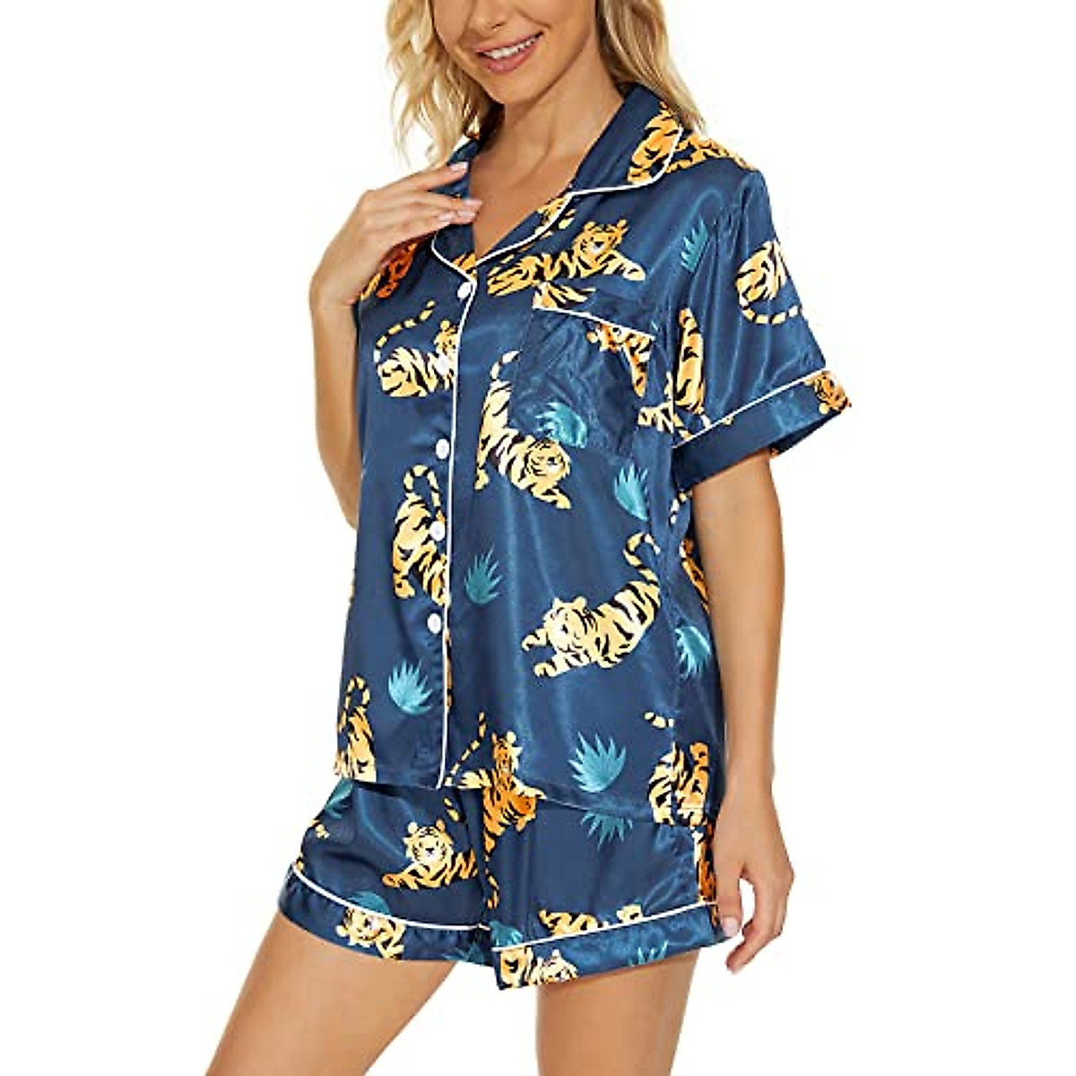 VENTELAN Women's Pajama Set Plus Size Super-Soft Short & Long Sleeve Top With Pants Two-piece Pjs Set,2XL