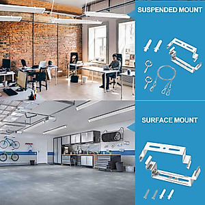 Upgraded 8 Pack 4FT Linkable Heavy-Duty LED Shop Light with Pull Chain, 50W 7500LM 100-277V 5000K Shop Lights LED 4ft Plug in for Workshop Garage, Hanging & Flush Mount-White