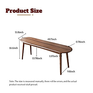 Vadisun 100% Solid Oak Bedroom Wood Bench,Rounded Corner Baguette Shape Chair Surface Design,Entryway Bench/Dining Bench (47.3inch)