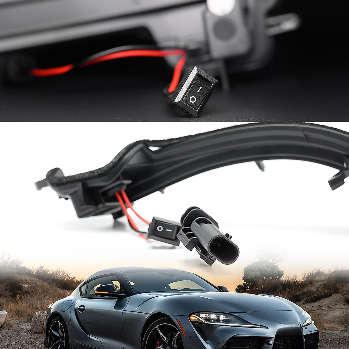 NSLUMO Sequential LED Side Mirror Marker Lights for To'yota GR Supra A90 A91 2020-2023 Sideview Mirror Turn Signal Lamp Assembly Smoked Lens OEM Side Indicator Replacement