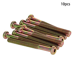 MroMax 10Pcs M8 x 80mm Hex Socket Flat Head Screws, Colorful Zinc Plated Carbon Steel, Partially Threaded, Hex Drive, Socket Cap Furniture Bolts Fastener for Crib, Bed Frame, Chair and Cabinet