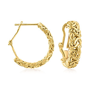 Ross-Simons 18kt Yellow Gold Over Sterling Silver Byzantine Hoop Earrings