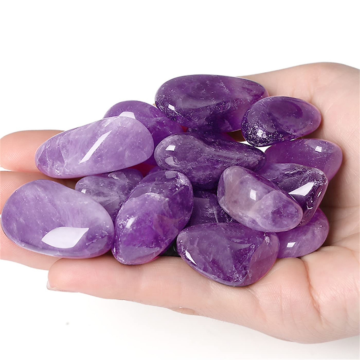 Amethyst Tumbled Polished Natural Healing Crystals Stones Bulk Rocks Stones Crystal for Energy Reiki Tumbling Cabbing Balancing Decoration Gemstones Crystal Healing Meditation Therapy Gift 100g