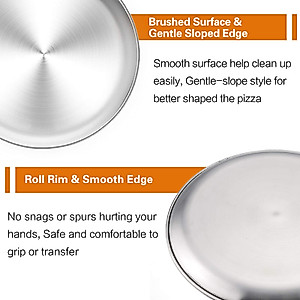 TeamFar Pizza Pan, 13.4 inch Stainless Steel Pizza Pan Set Large Pizza Oven Pans Tray for Baking Serving, Healthy & Heavy Duty, Oven & Dishwasher Safe - 2 Piece