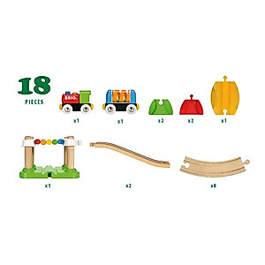 BRIO My First Railway - 33727 Beginner Pack | Engaging Wooden Toy Train Set for Toddlers Age 18 Months and Up | FSC-Certified Materials | Compatible with All My First Railway and BRIO World Toys