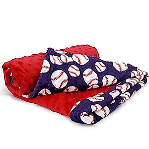 Baseball Baby Blanket for Boys Super Soft Fleece Minky Boy Blanket with Dotted Backing Double Layer Newborn Toddler Blankie for Nursery Stroller Crib Gift Ideas to Son Nephew Grandson 26.5*40 Inches