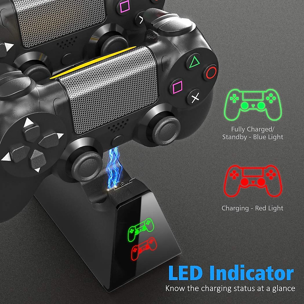 PS4 Controller Charger, DOBE Controller Charging Dock Station with LED Light Indicators Compatible with PS4/PS4 Slim/PS4 Pro Controller