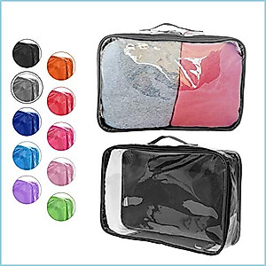 Large Clear Travel Packing Cube/See-Through PVC Organizer for Suitcase/Multipurpose Pouch w/Handle/Dress Shirts, Pants, Cashmere, Sweaters & Seasonal Linen Storage Protection (Gray)