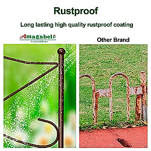 Amagabeli 5 Panels Decorative Garden Fence 10ft(L) x24in(H) Animal Barrier Dogs Rustproof Metal Landscape Wire Fencing Folding Wire Patio Fences Flower Bed Border Edge Brown ET306