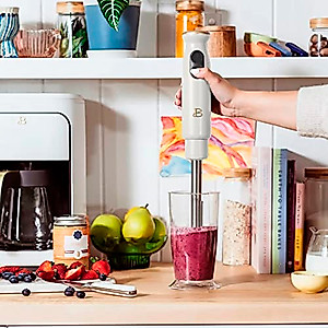 Beautiful Immersion Blender with 500ml Chopper and 700ml Measuring Cup, by Drew Barrymore (White Icing)