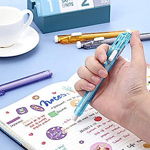 36 Pieces Eraser Pen Retractable Mechanical Eraser Pen Include 6 Packs Click Eraser Pen and 30 Click Erasers Refill for School Office Painting Writing (Clear Color)