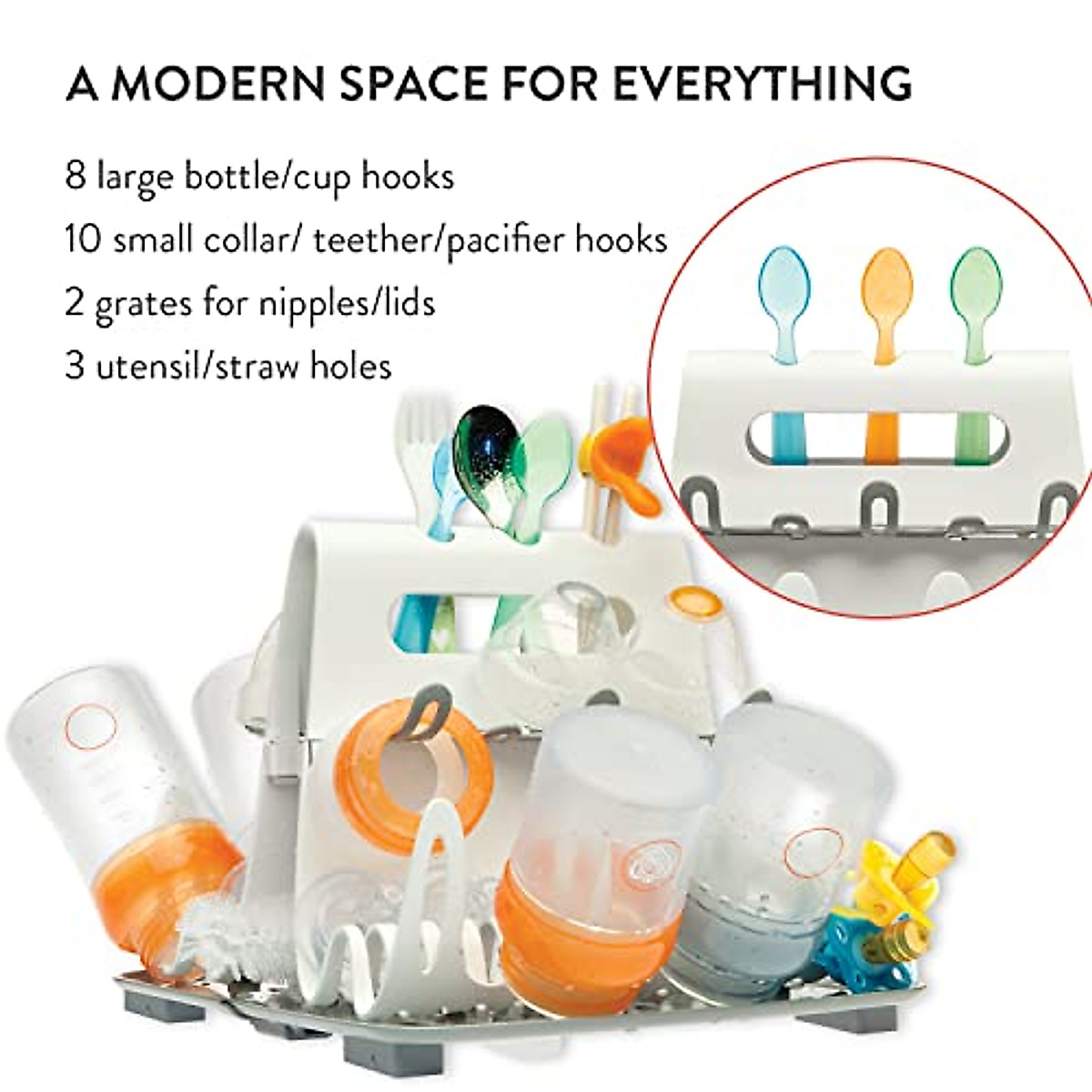 Prince Lionheart Baby Bottle Drying Rack, Deluxe Drying Station Essential Home Item, Holds Up To 8 Large Bottles, Accommodates Many Feeding Accessories and Teething Toys