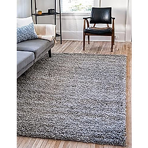 Unique Loom Solid Shag Collection Area Rug (8' x 10', Cloud Gray)