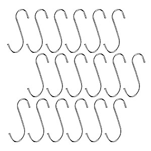 Juvielich 25 Pcs 5" Wall Mounted S Shaped Hook Hangers for Towel Bag Key Kitchen Utensils, Thickness 4mm/0.16" Silver Colored