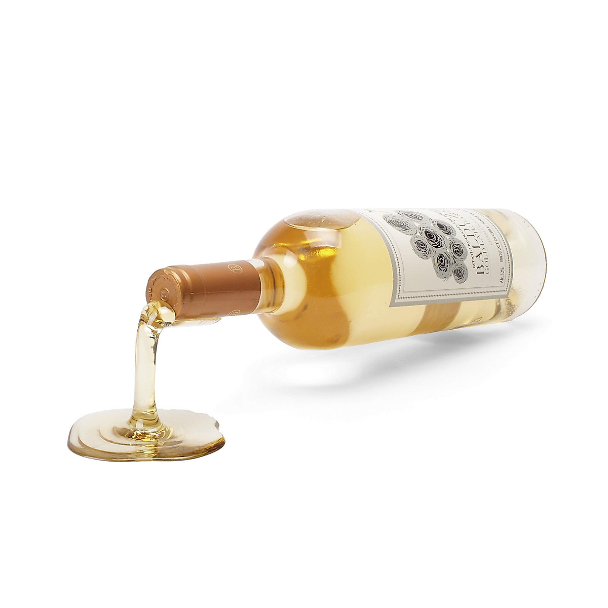 Spilled Wine Bottle Holder - Fun and Unique Way to Display Your Favorite Wine - Red and White (Set of 2)