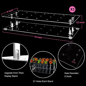 3Packs Cake Pop Stand, 21 Hole Clear Acrylic Cake Pop Holder for Weddings Baby Showers Birthday Parties Anniversaries Candy Halloween Decoration
