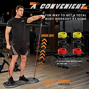 LALAHIGH Portable Home Gym System: Large Compact Push Up Board, Pilates Bar & 20 Fitness Accessories with Resistance Bands & Ab Roller Wheel - Full Body Workout for Men and Women, Gift for Boyfriend (Black)