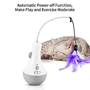 TOPETZON Interactive Cat Toys for Indoor Cat Feather Toys,Automatic Pet Exercise Toys,Electronic Motion/Moving Tumbler Cat Toys for Play Cats/Kitten, Battery Powered, Cat Wobble Toy as Cat Gifts