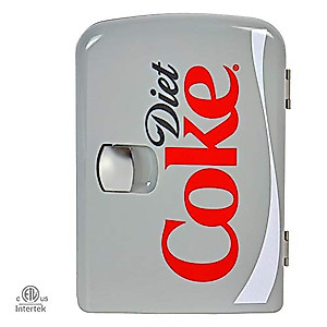 Coca-Cola Diet Coke DC04 4 Liter/4.2 Quarts 6 Can Portable Mini Cooler/Fridge, Beverages, Baby Food, Skincare and Medications-Use at Home, Office, Dorm, Car, RV or Boat-with AC & DC Plugs, Gray