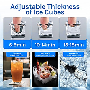 LHRIVER Countertop Ice Makers, Portable Ice Machine Maker with Detachable Water Tank, 35Lbs/Day, 16Pcs/5Mins, 24H Timer, Self-Cleaning Ice Cube Maker, Small Ice Maker for Home, Office, Party (Black)