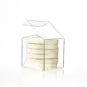 2x2x2 Clear Gift Boxes | Clear Plastic Boxes for Holiday Christmas Weddings Parties | Square Cube Party Favor Boxes for Ornaments Gifts Candy Cookies Cupcakes Packaging With Lids | ClearBags Food Safe PLB104 | 25 Boxes