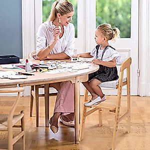 Wooden High Chair for Toddlers, Adjustable Feeding Chair with Removable Cushion for Child, High Chair Grows with Kid for Dining, Studying, Step Tool(Natural Color)