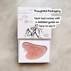 Mount Lai Rose Quartz Gua Sha Facial Tools, Facial Sculptor Skin Care Guasha Tool for Face and Body, Self Care Face Massager to Relieve Muscle Tension and Reduce Puffiness