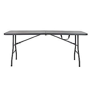 COSCO 6 ft. Fold-in-Half Banquet Table w/Handle, Gray