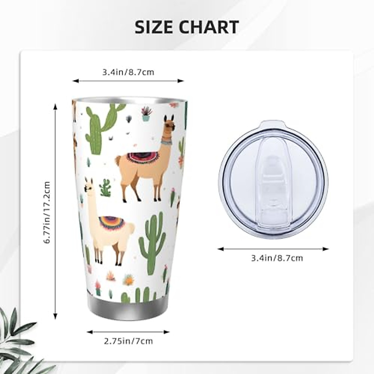 quopvn Alpaca Llama Print 20oz Car Cup Ps Material Lid, Perfect For Hot & Cold Drinks