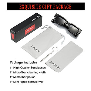 ZIMUSUN Square Thick Frame Sunglasses for Women Men Fashion Chunky Rectangle Sun Glasses Black Shades(A1 Black/Grey)