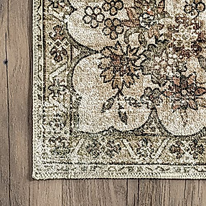 nuLOOM Paisley Machine Washable Faded Floral Border Medallion Area Rug, 6' x 9', Beige