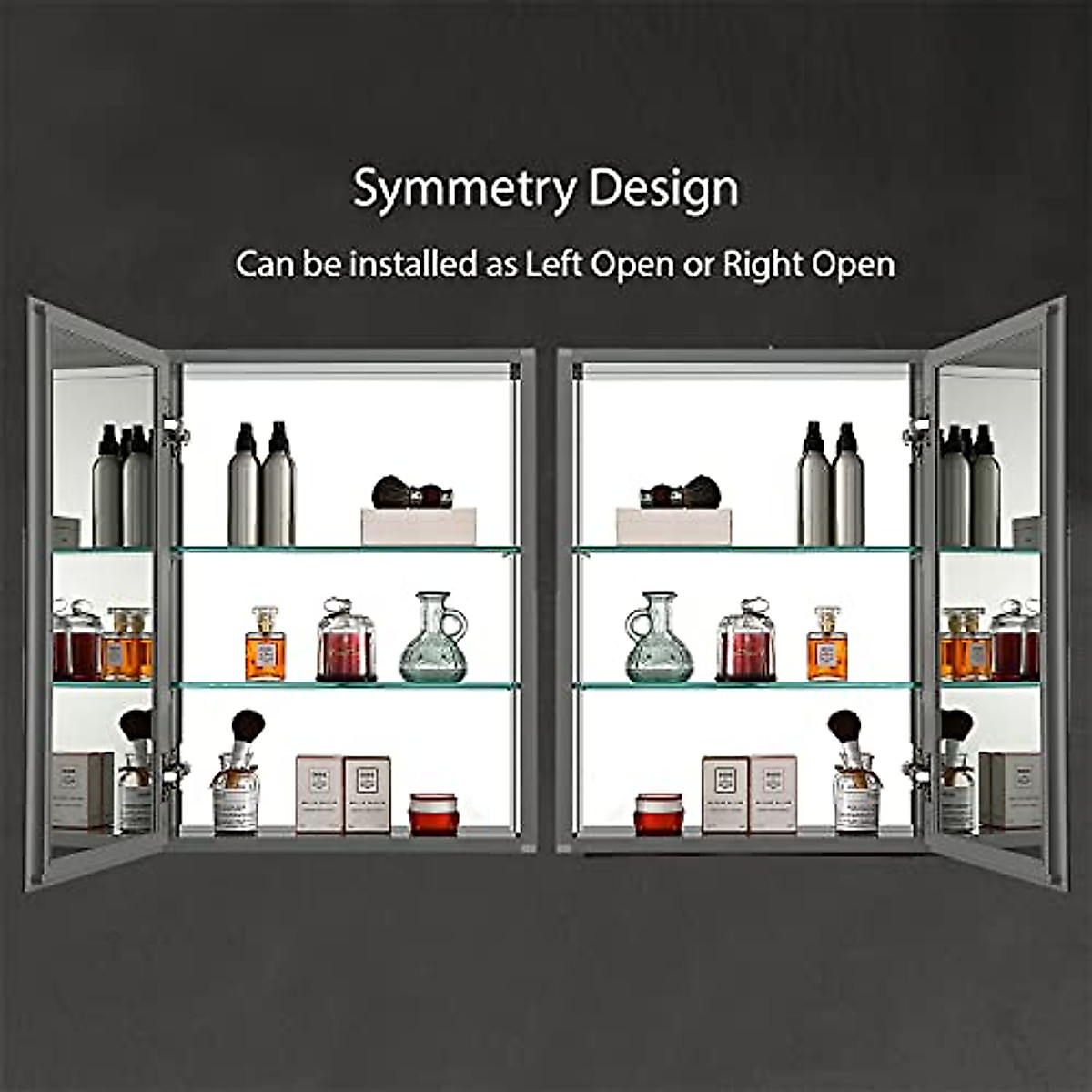 16 Inch x 20 Inch Aluminum Bathroom Medicine Cabinet, Recess Or Surface Mount